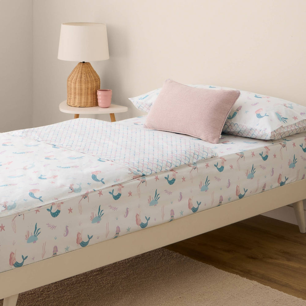 Cotton percale 180-thread mermaid sleep sack Mermaid colour white ...