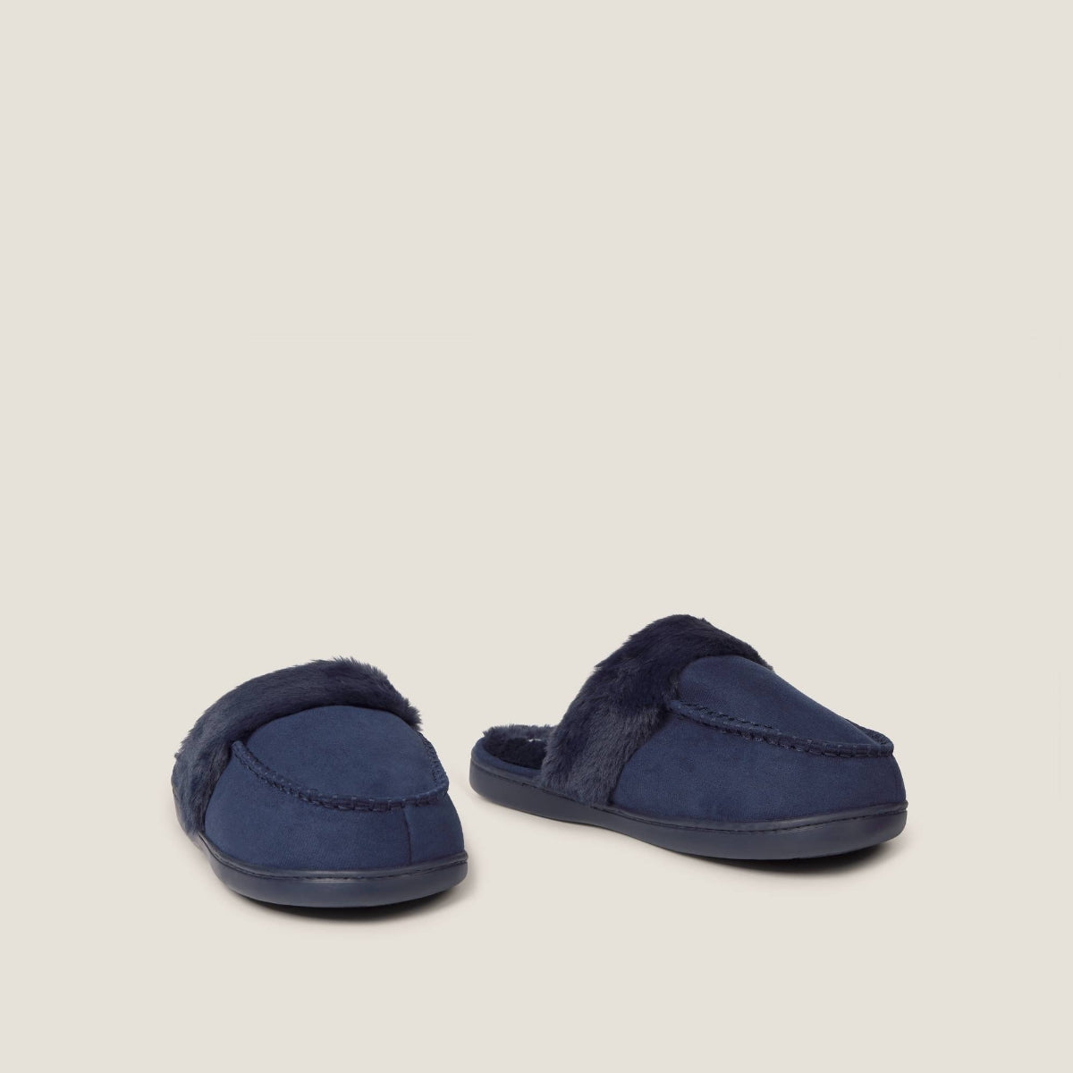 Men’s fur-lined slippers Stitma colour blue – Textura Interiors