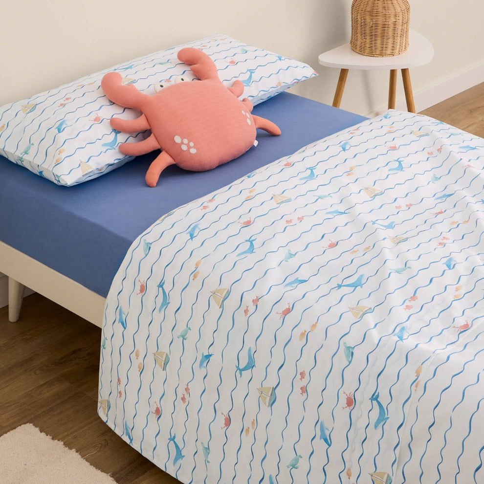 Cotton 180-thread waves sheet set Waves colour white – Textura Interiors